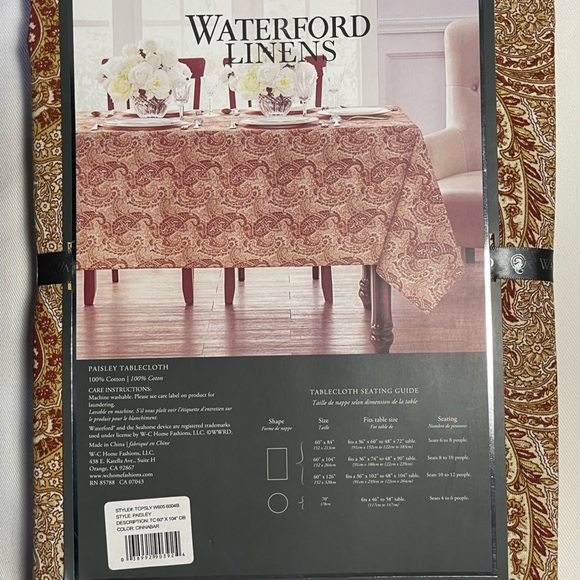 Waterford | Dining | Nwt Waterford Linens Tablecloth Paisley Color ...